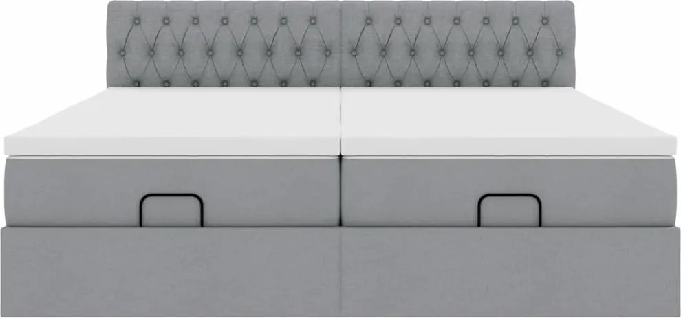 Osmanský rám postele s matrací světle šedý 200x200cm textil 3312022