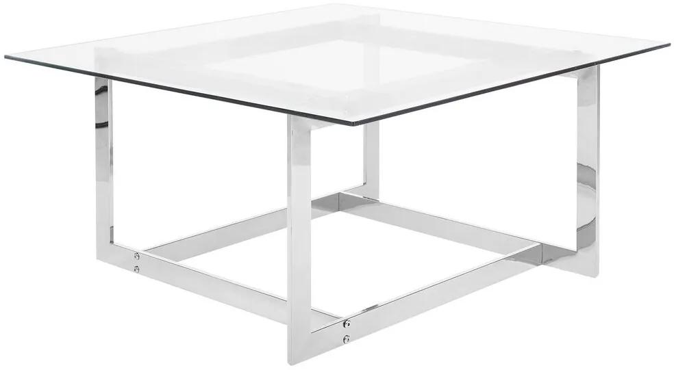 Konferenční stolek stříbrný se skleněnou deskou CRYSTAL Beliani