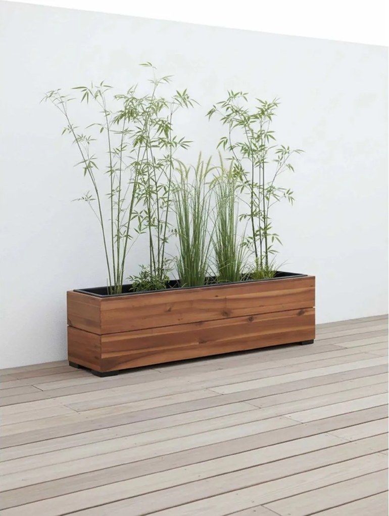 Dřevěný truhlík KAJIX, dřevo, šířka 82 cm, hnědý