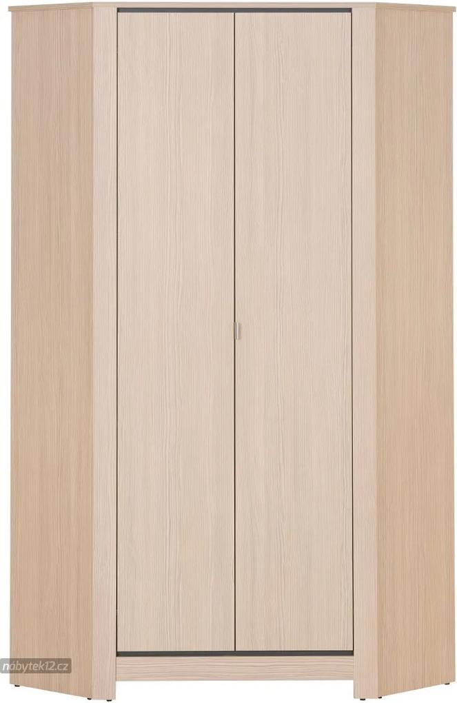 Rohová šatní skříň Emílio 3, LTD, borovice avola / grafit, 127x190x90 cm