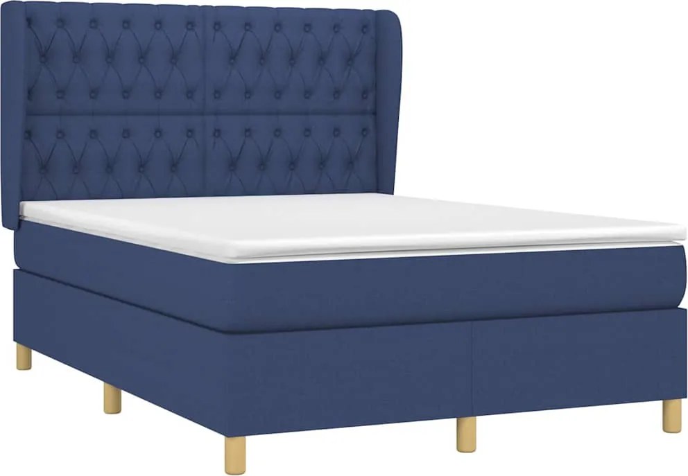 Box spring postel s matrací modrá 140x200 cm textil 3128771