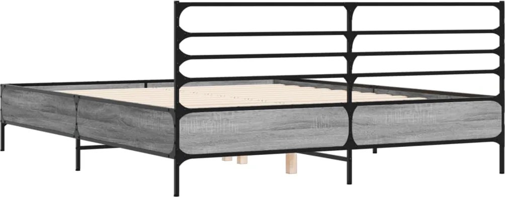 Rám postele šedý sonoma 160 x 200 cm kompozitní dřevo a kov 3280055