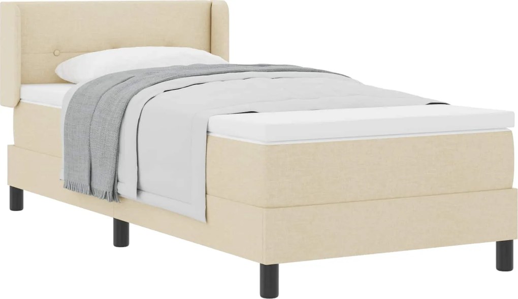 Postel s boxspringem s čelo Krémová 200 x 100 cm textil 3341095
