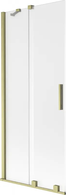 Mexen Velar, 2-křídlová posuvná vanová zástěna 85 x 150 cm, 8mm sklo námraza, zlatá matná, 896-085-000-31-55