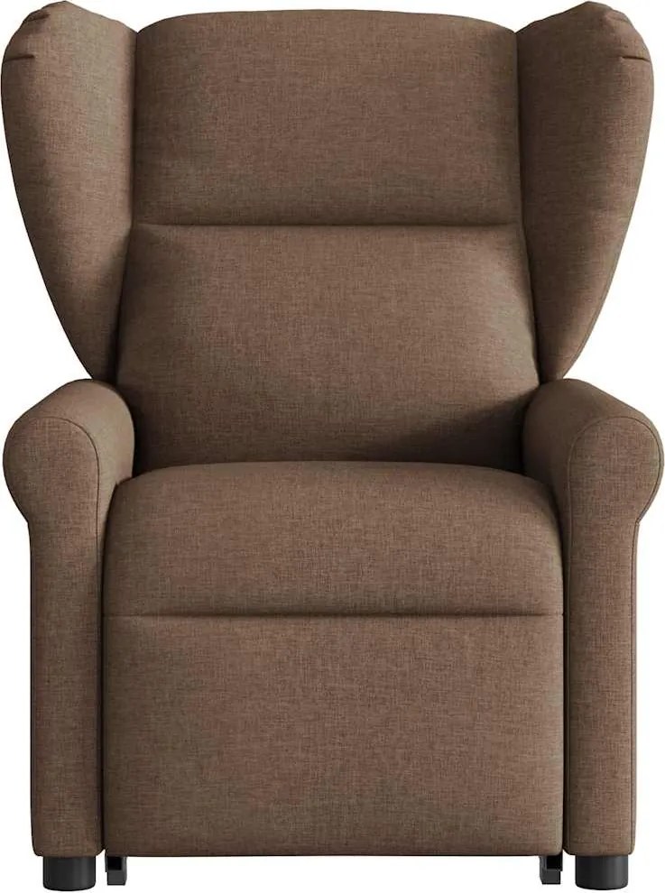 Elektrické zvedací masážní polohovací křeslo hnědé textil 3303408