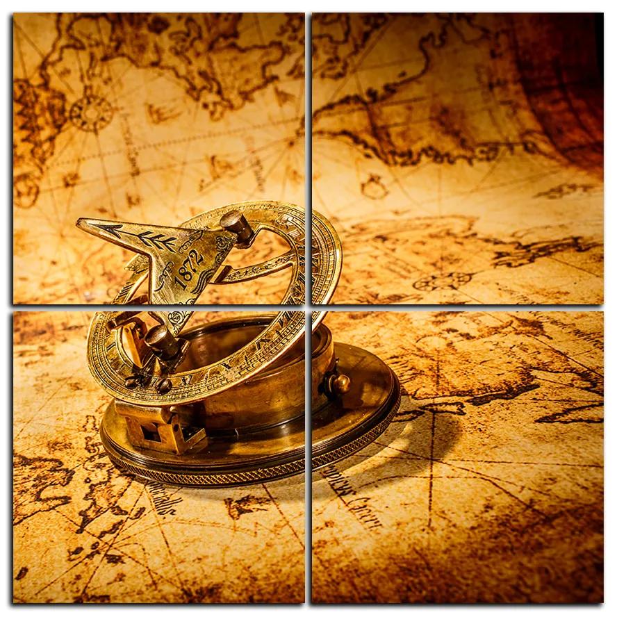 Obraz na plátně - Kompas na mapě antického světa - čtverec 3999D (100x100 cm)