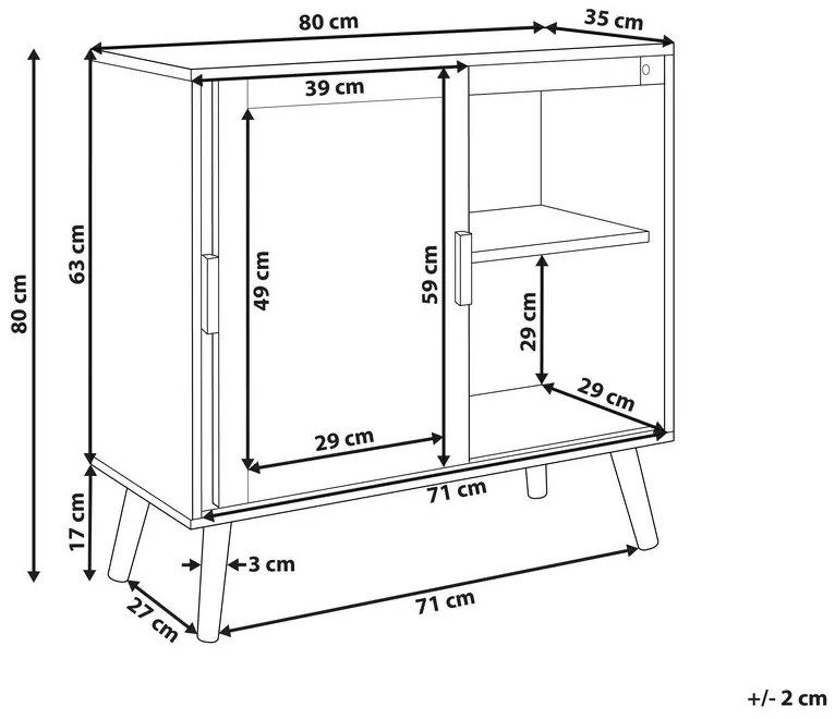 2dveřová ratanová skříňka světlé dřevo HODGEN Beliani