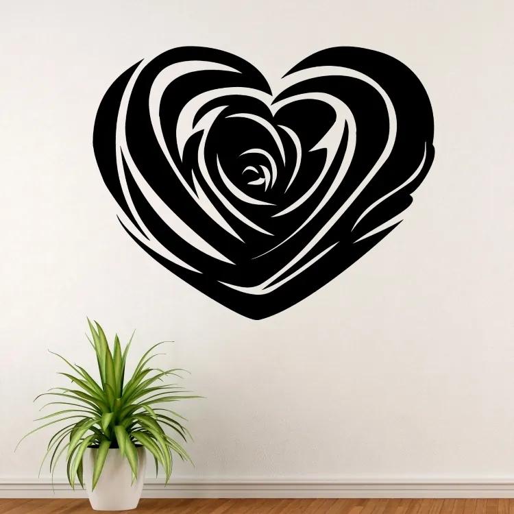 Srdce z růže - vinylová samolepka na zeď 123x100cm