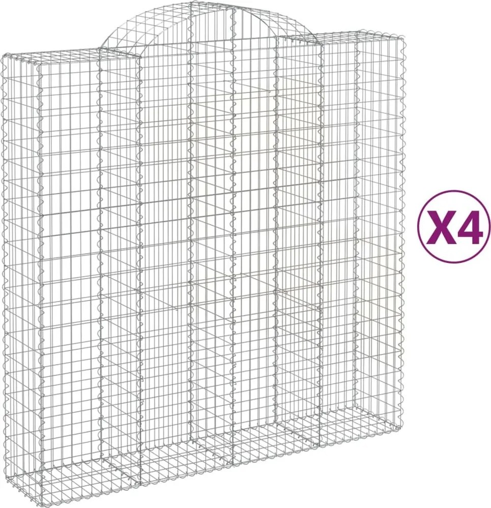 vidaXL Klenuté gabionové koše 4 ks 200x50x200/220cm pozinkované železo [3146427]