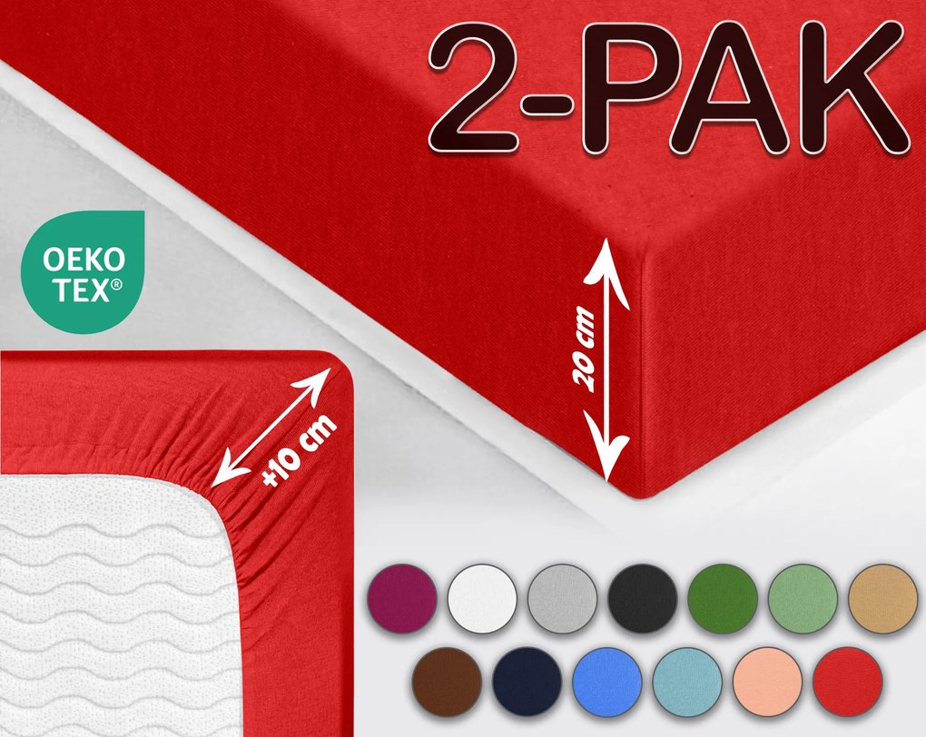 Sesto Senso přiléhavé prostěradlo Jersey Červené 90x200 cm