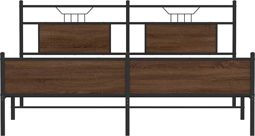 Kovový rám postele bez matrace hnědý dub 183 x 213 cm 3325137