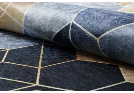 Dywany Luszczow Kusový koberec ANDRE pratelný 1216 Krychle, geometrický protiskluz, modrý Rozměr koberce: 80 x 150 cm