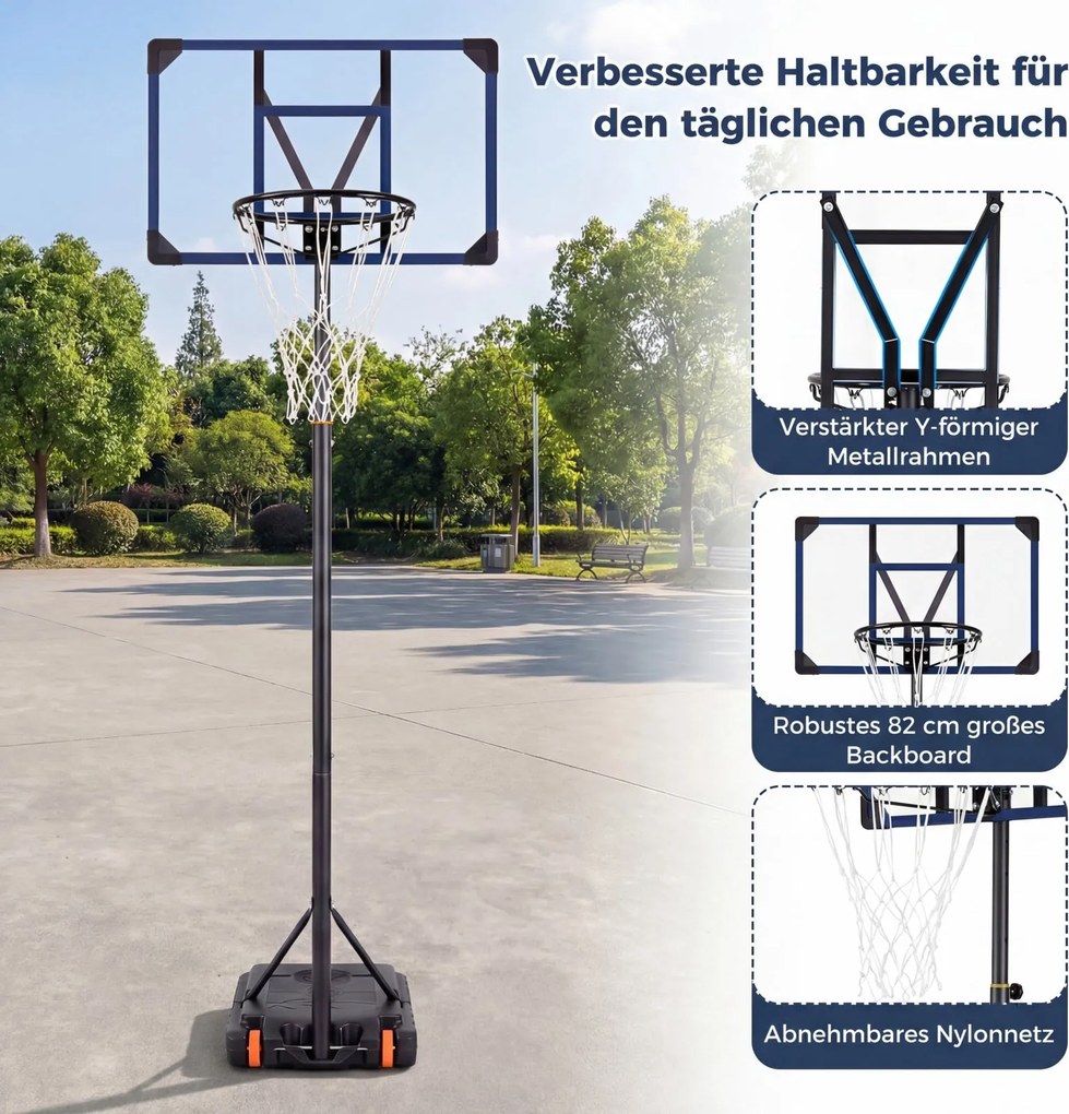 Costway Výškově nastavitelný basketbalový stojan, venkovní basketbalový koš