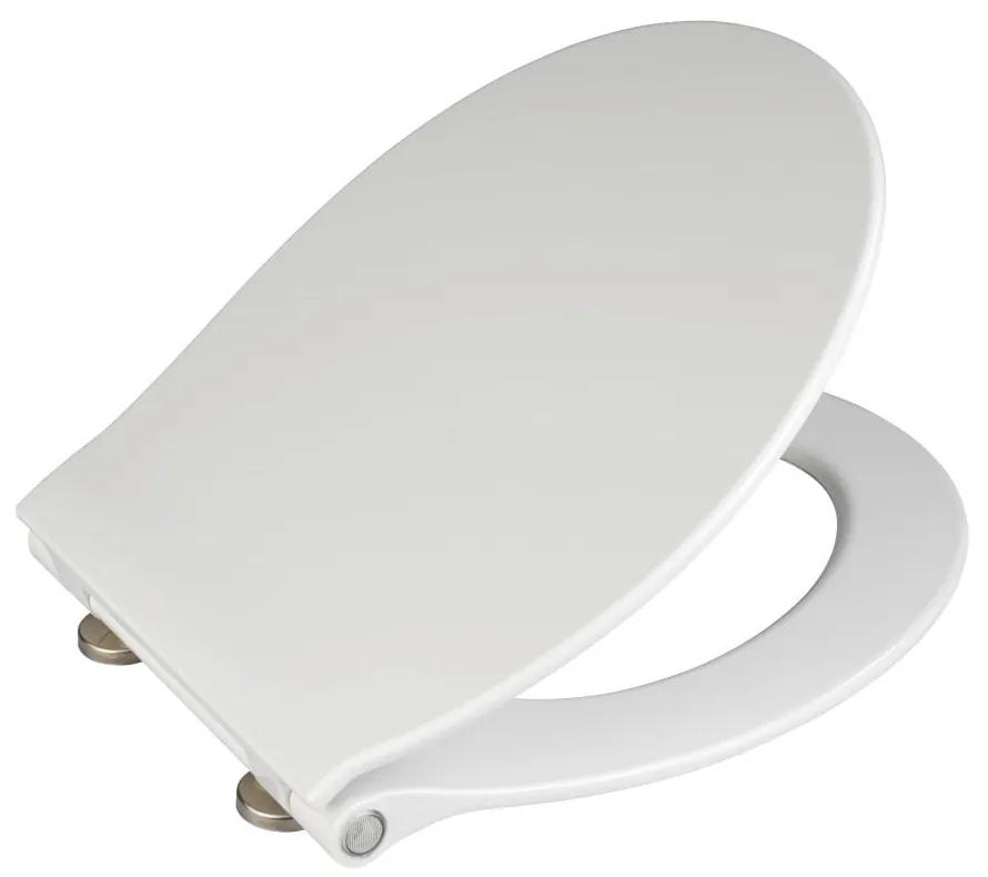 Bílé WC sedátko S LED světly a snadným zavíráním Wenko Gubbio, 44 x 36,8 cm
