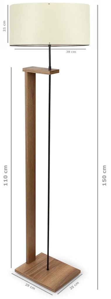 Stojanová lampa Avanasta 3 (krémová + dřevo)