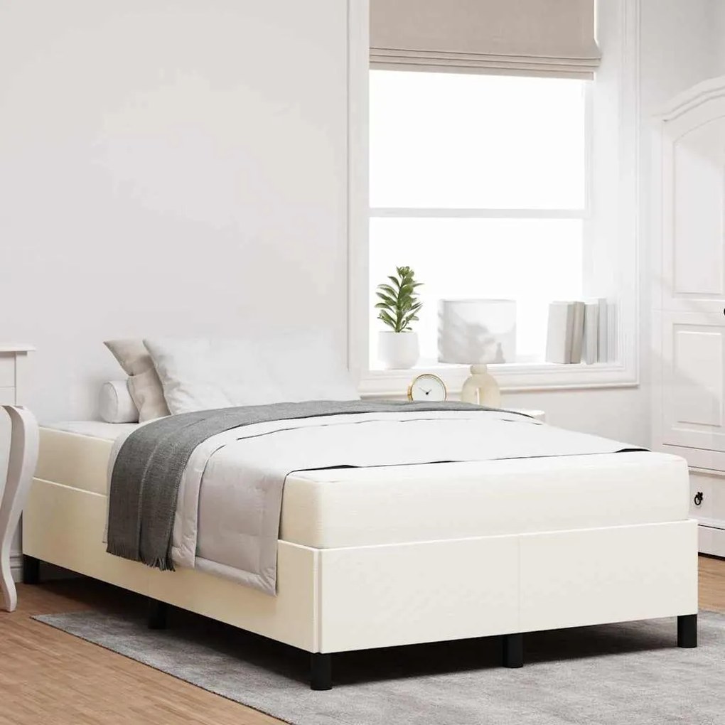 Rám postele s matrací Krémová 120 x 190 cm textil 3399112