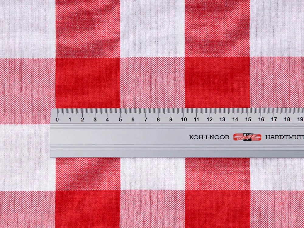Biante Bavlněný běhoun na stůl Olivia OL-016 Červeno-bílá kostka velká 20x140 cm