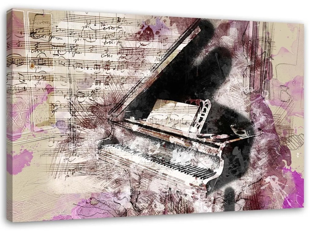 Obraz na plátně Piano abstraktní fialové Vintage - 60x40 cm