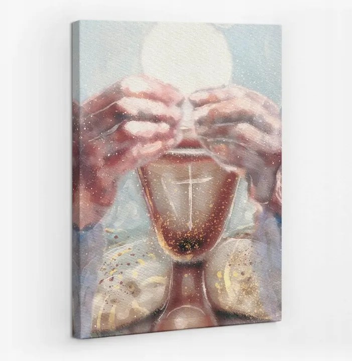 Fotoobraz do obývacího pokoje Eucharistie První Svaté Přijímání 40x60 cm