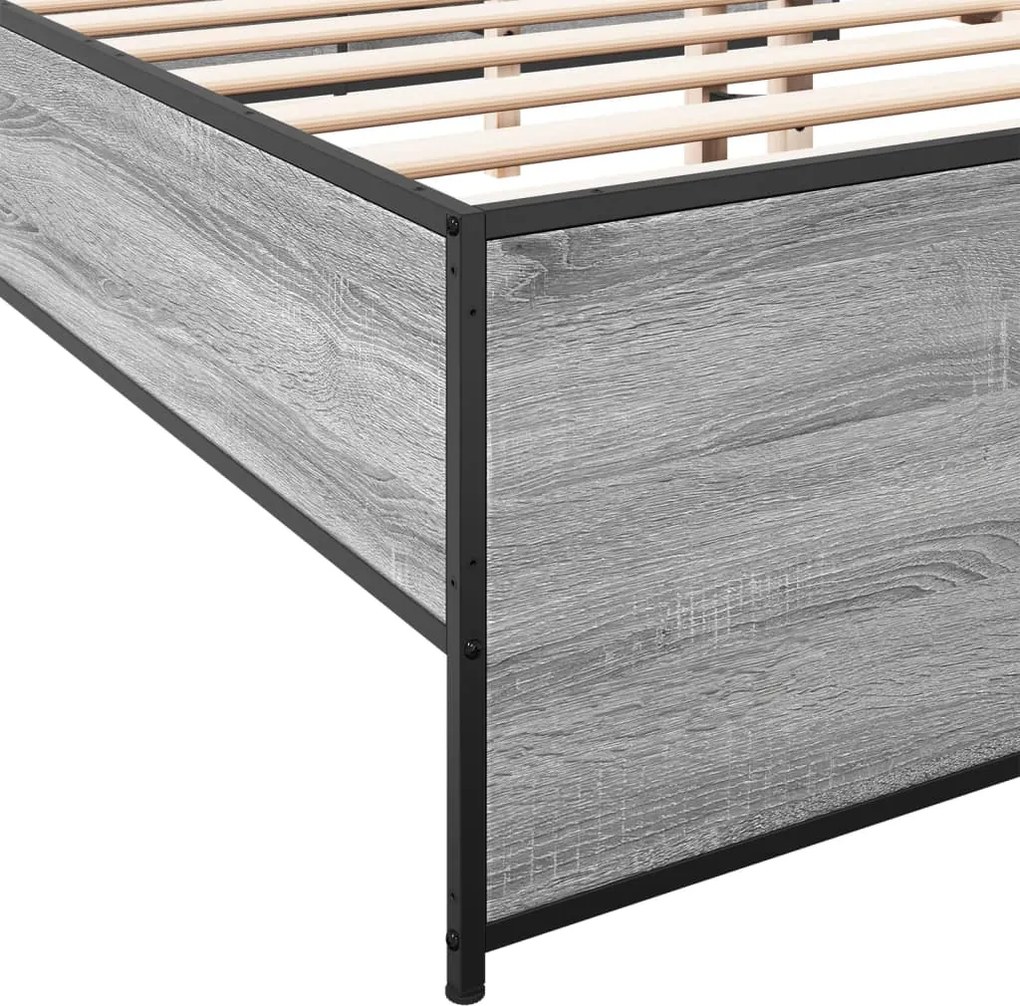 Rám postele šedý sonoma 200 x 200 cm kompozitní dřevo a kov 3279870