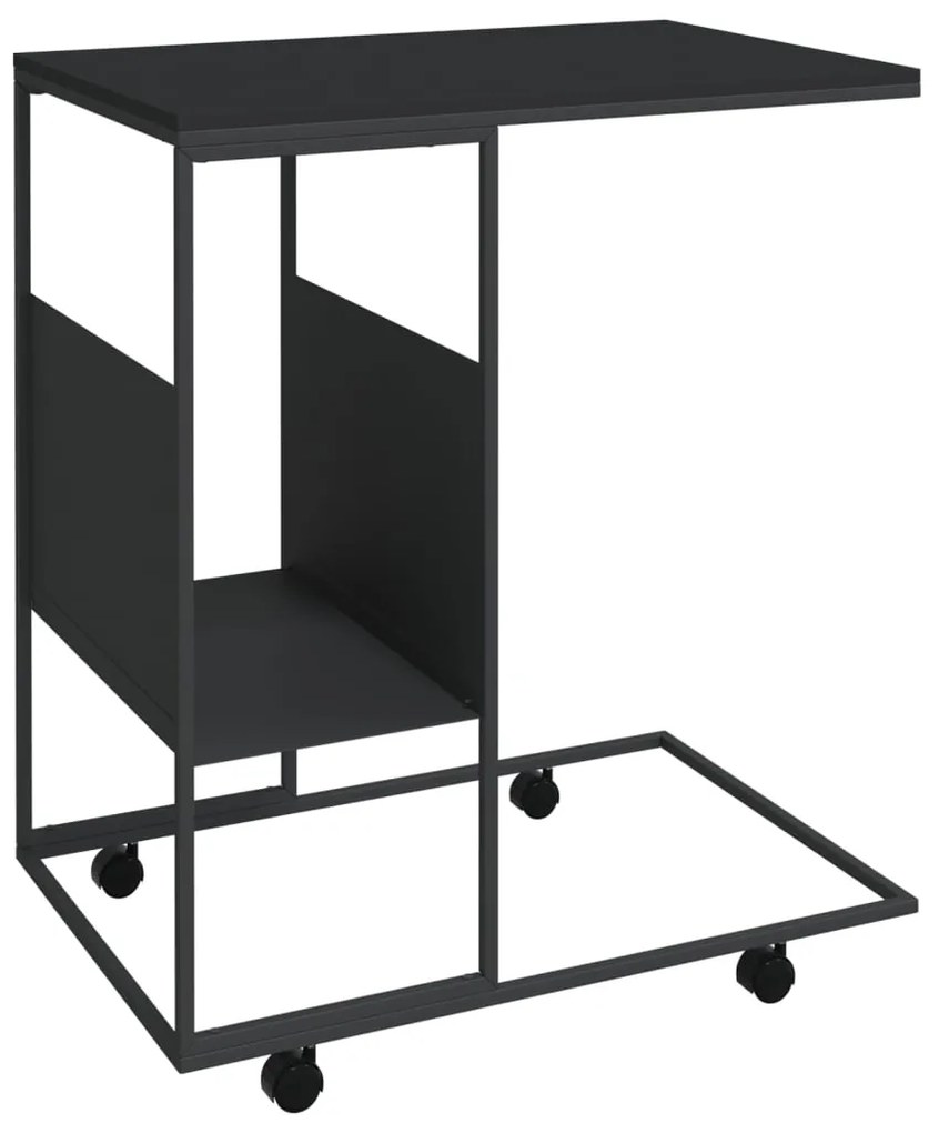 Odkládací stolek s kolečky černý 55x36x63,5 cm kompozitní dřevo - Default Title
