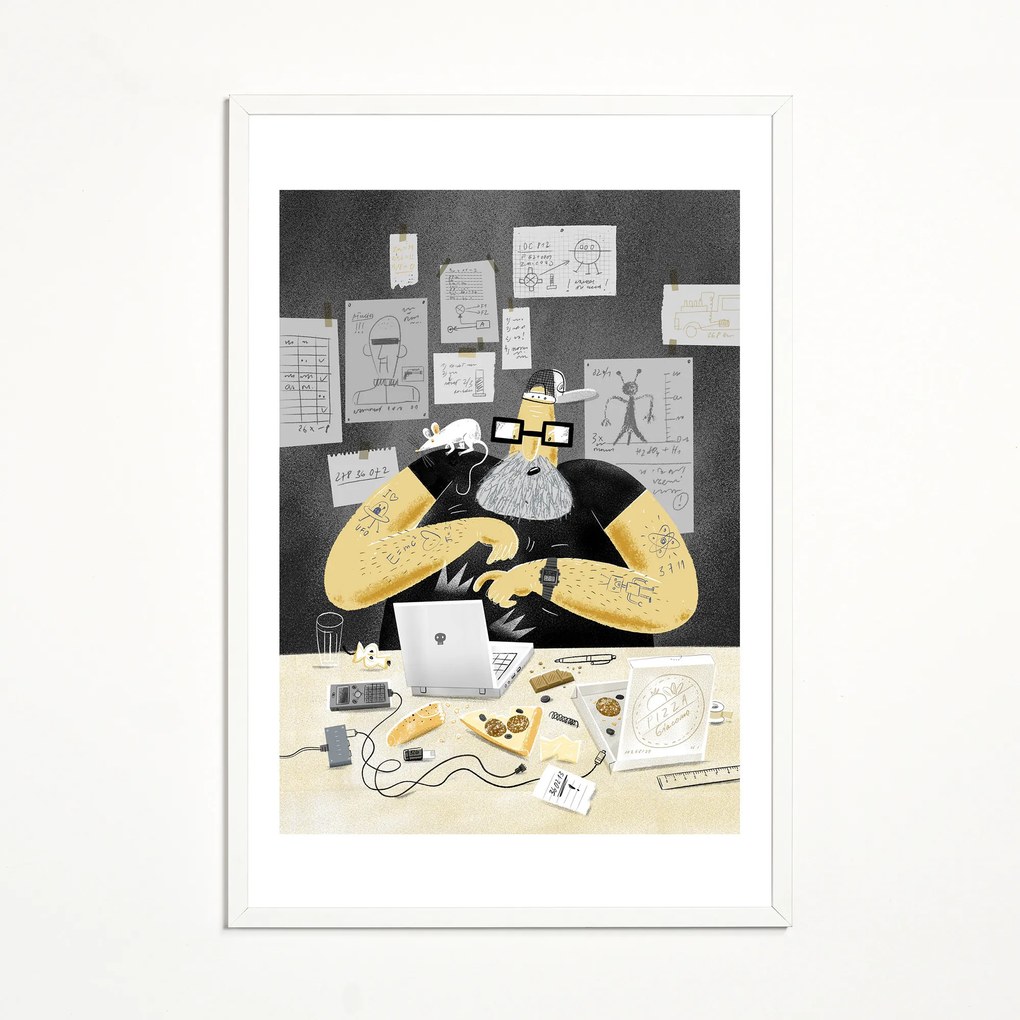Milan Starý | Ajťák Rám: Bílý, Velikost: 100 x 70 cm