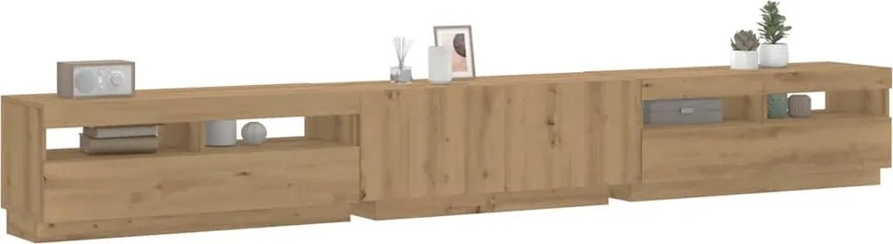 vidaXL TV skříňka s LED osvětlením 300x35x40 cm [3120178] Barva: dub artisan