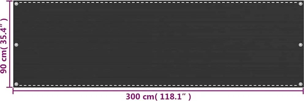 Balkonová zástěna antracitová 90 x 300 cm HDPE 310840
