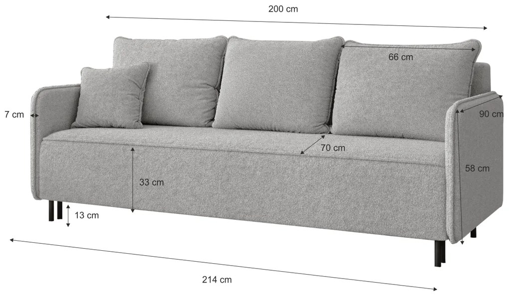 Rozkládací pohovka LAMBI - grafitová