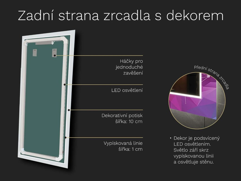 LED zrcadlo s dekorem D8