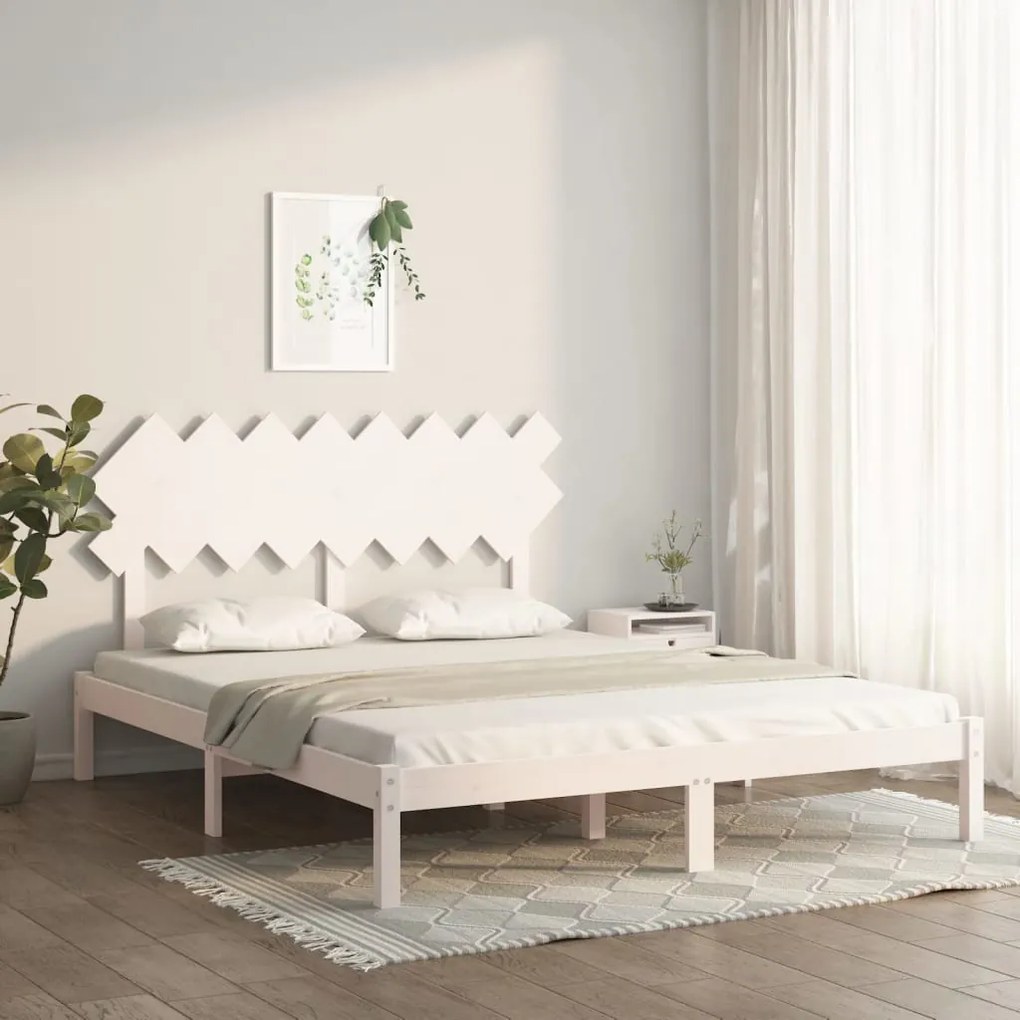 Rám postele bílý 160 x 200 cm masivní dřevo 3104879