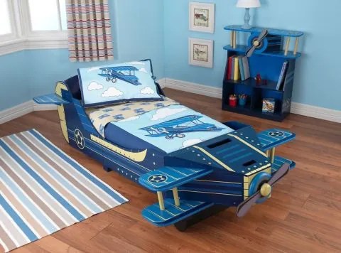 KidKraft Dřevěná dětská postel letadlo