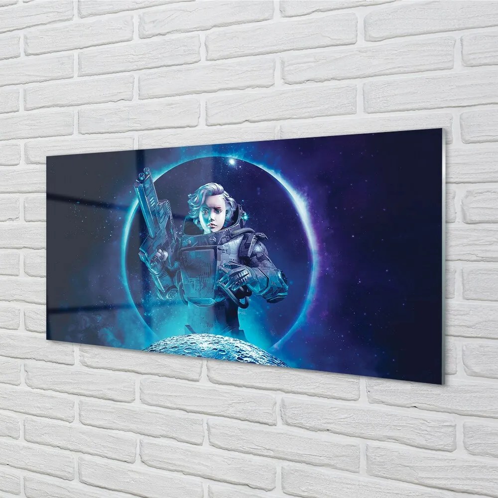 Obraz na skle Space žena moon 100x50 cm