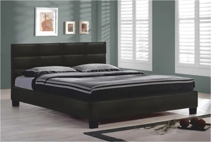 Manželská postel 160x200 cm černá ekokůže s roštem TK3000
