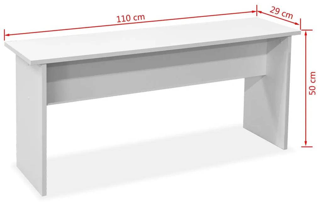 Jídelní stůl a lavice 3 ks - bílá | dřevotříska