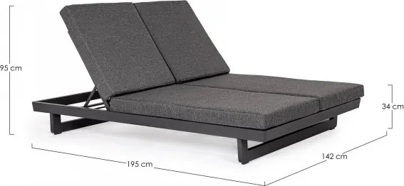 BIZZOTTO Dvoumístné zahradní lehátko INFINITY antracit 195x142 cm 0663437