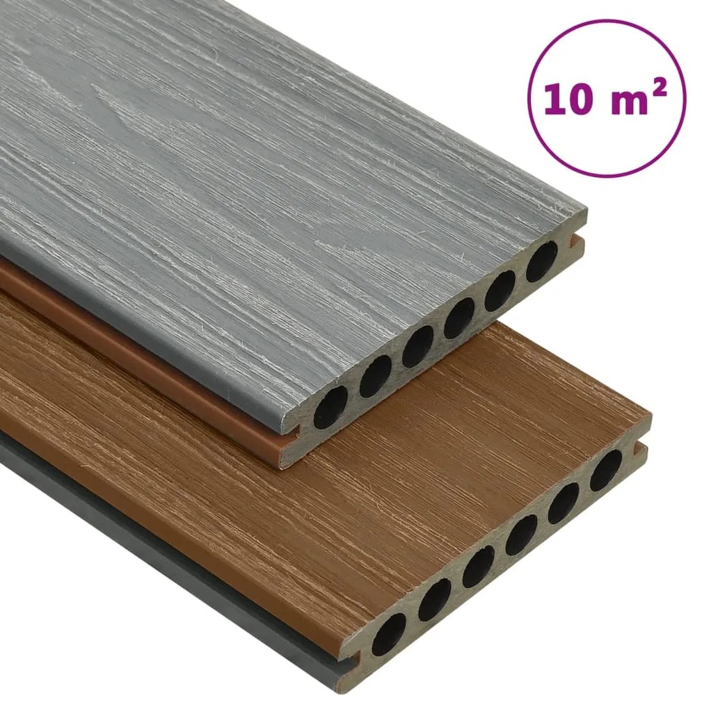 Terasová prkna WPC s příslušenstvím hnědá a šedá 10 m² 2,2 m 3070463