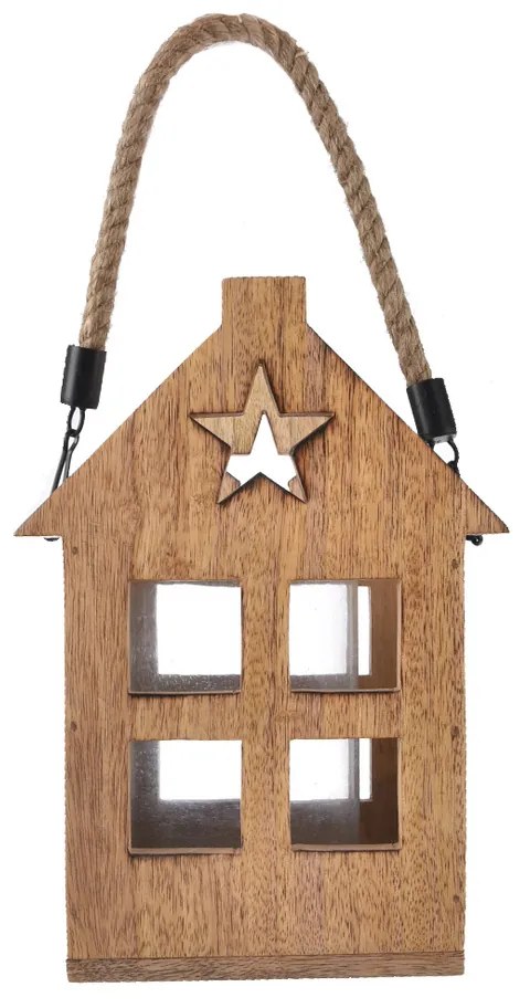 4Home Lucerna z mangového dřeva Shining Star, 18 x 15 x 25 cm