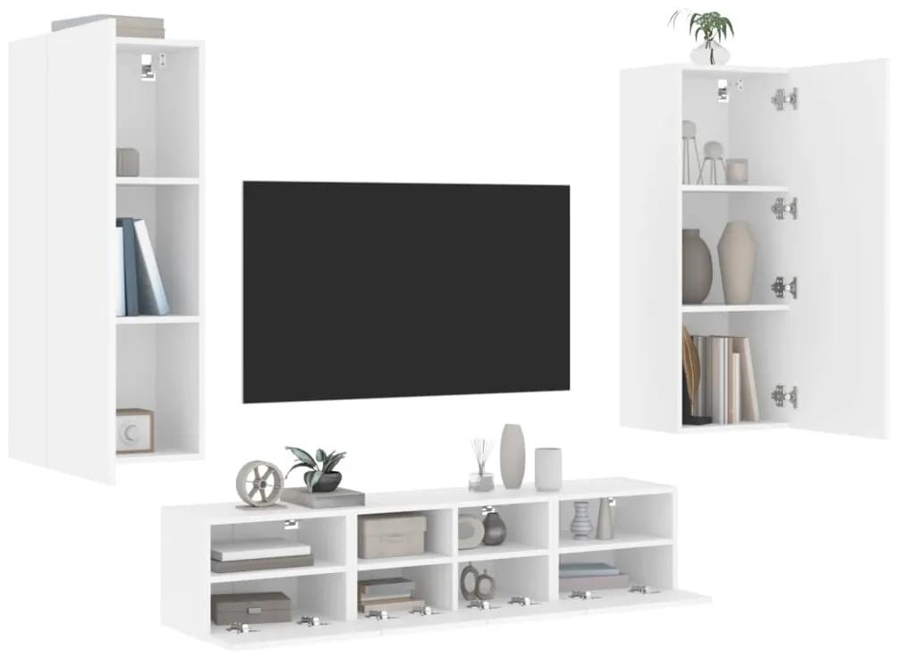 5dílná obývací stěna bílá kompozitní dřevo - Default Title