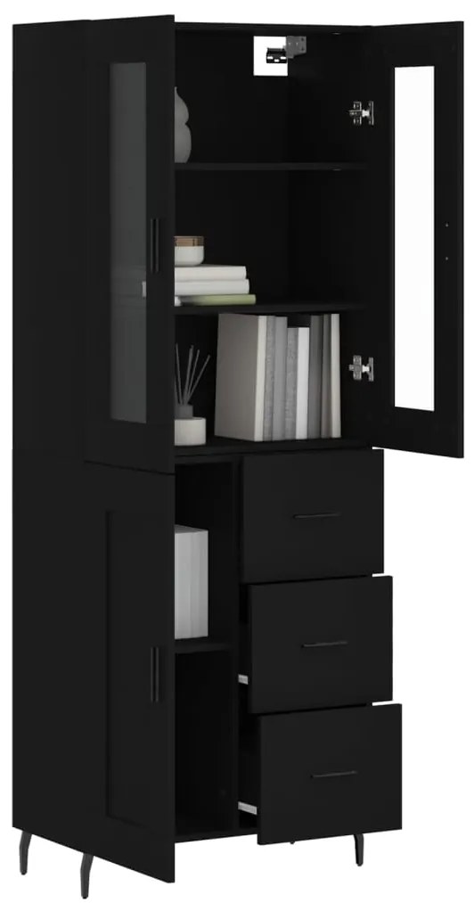 Skříň highboard černá 69,5 x 34 x 180 cm kompozitní dřevo - Default Title