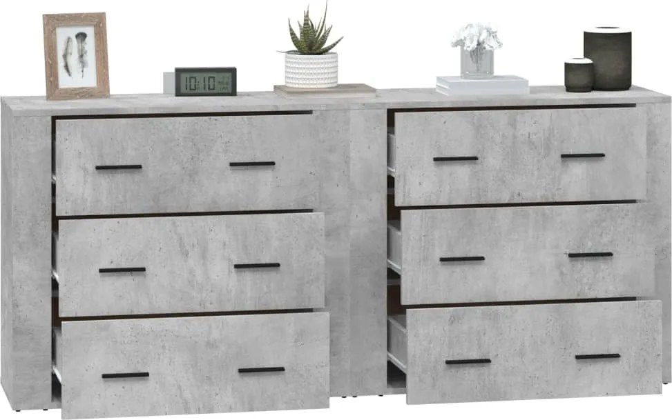 Příborníky 2 ks betonově šedé kompozitní dřevo 3185411