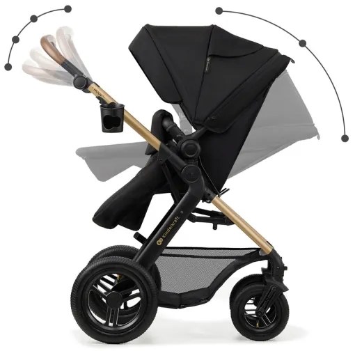 KINDERKRAFT-Kombinovaný kočárek 3v1 MOOV 2 AIR Pure black + autosedačka MINK PRO