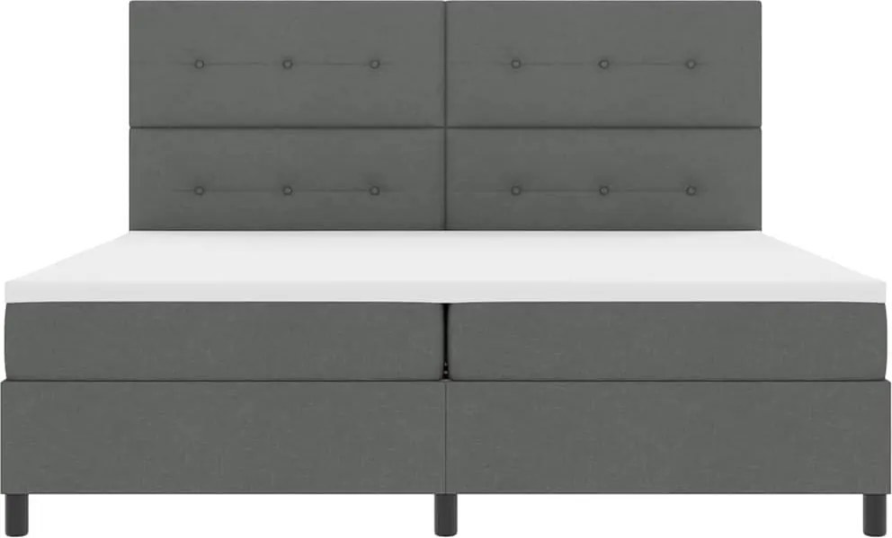 Postel s boxspringem s čelo Tmavě šedá 200 x 200 cm textil 3339414