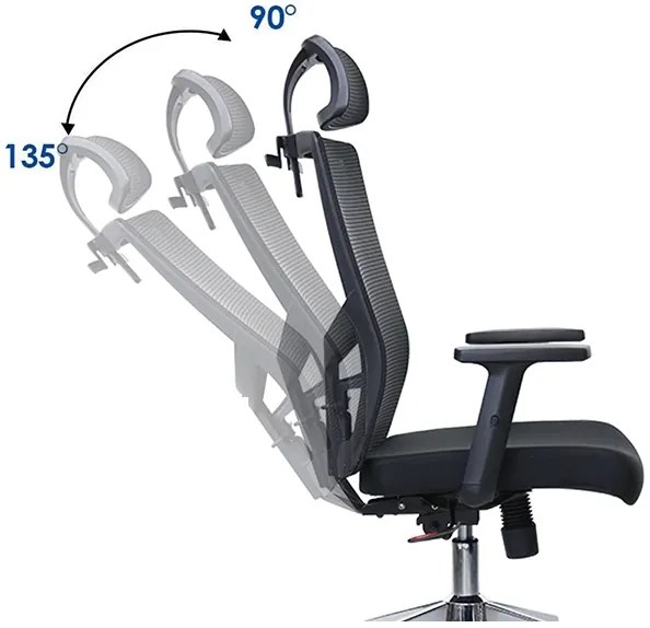 Ergonomická kancelářská židle ERGODO AVILA - černá síťovina / nosnost 150 kg