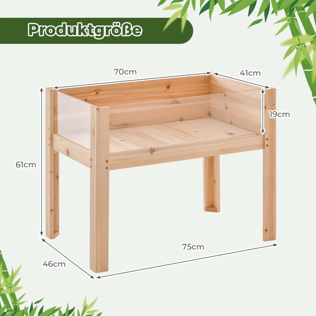 Costway 50 L vyvýšený záhon s drenážními otvory a průhlednými akrylátovými