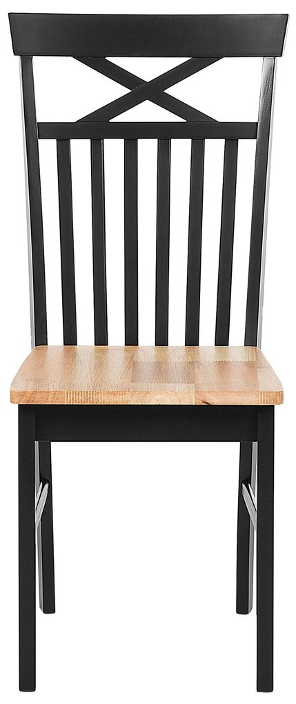 Sada 2 dřevěných jídelních židlí světlé dřevo/černá HOUSTON Beliani