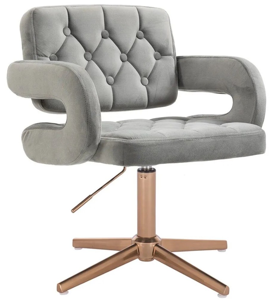 LuxuryForm DESIGN Otočná židle ADRIA VELUR na zlatém kříži - šedá