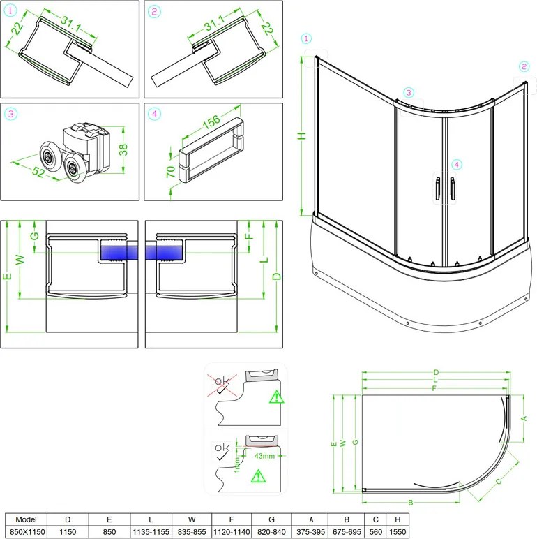 BPS-koupelny Asymetrický sprchový kout MAJA CH L 115x85 cm levý, chrom/transparent v setu s hlubokou sprchovou vaničkou