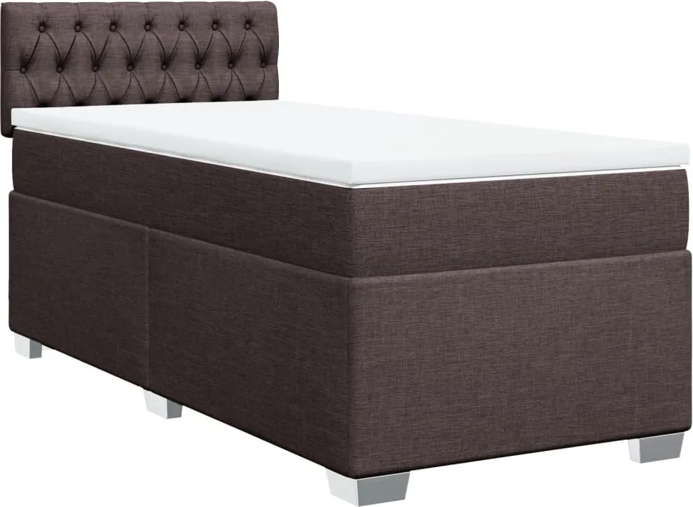 Box spring postel s matrací tmavě hnědá 90x200 cm textil 3285781