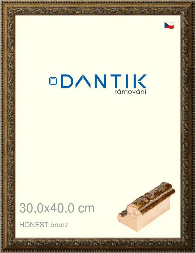 DANTIK rámeček 30x40 | HONEST malá vysoká bronz (Plexi Čiré)